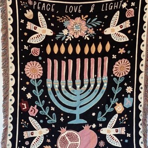 Jewish Home Blessing Decor Modern Jewish Art Hanukkah Throw Blanket ...