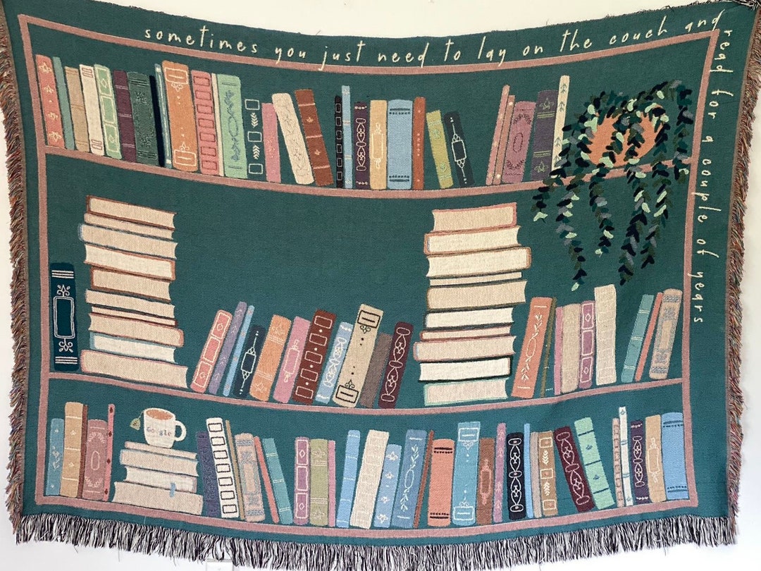 Book Lover Throw Blanket Bookish Woven Tapestry Personalized Gift for ...