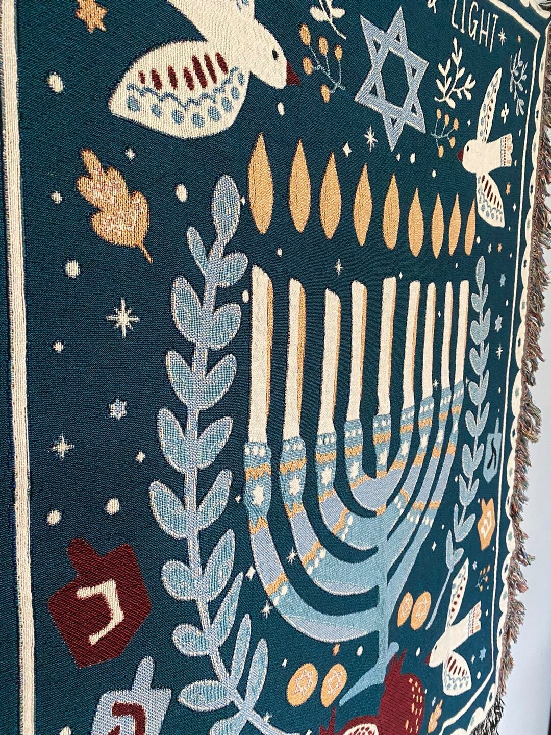 Bar Mitzvah Throw Blanket, Personalized Hebrew Gift, Modern Jewish Art ...