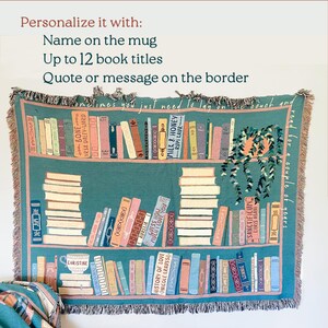 Book Lover Throw Blanket Bookish Woven Tapestry Personalized Gift for ...