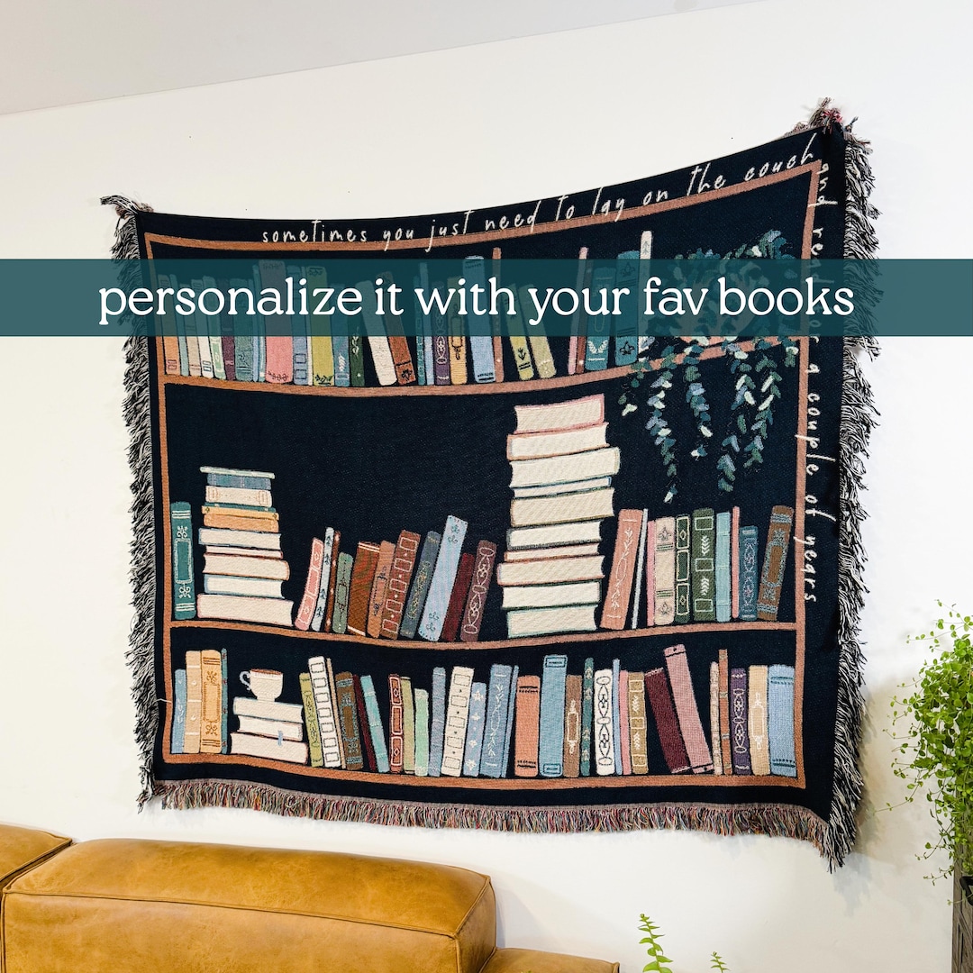 Custom Tapestry for Book Lover Throw Blanket Bookish Woven Tapestry ...