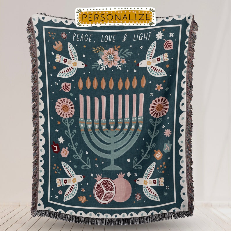 Jewish Heritage Decor Modern Jewish Art Hanukkah Throw Blanket - Etsy