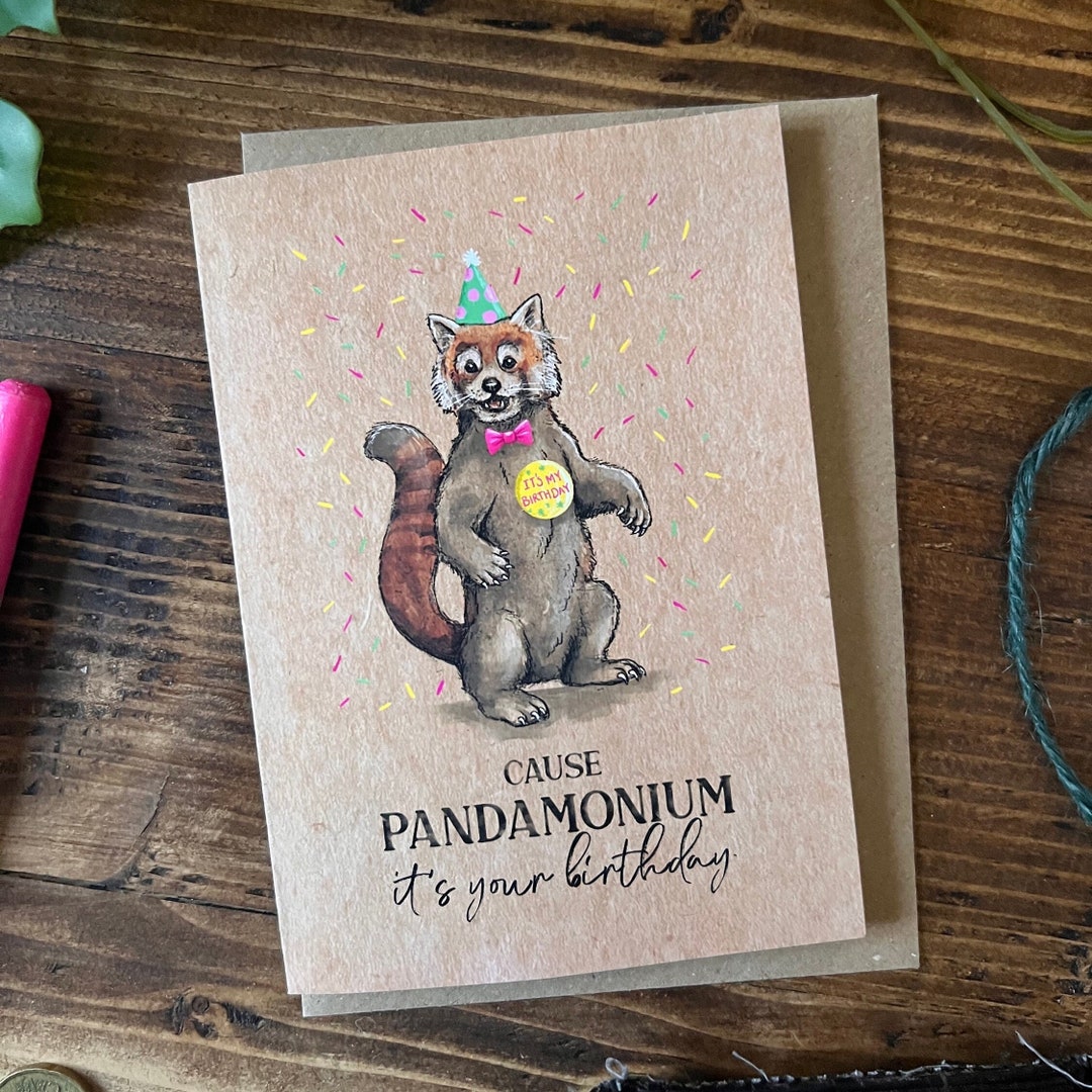 Red Panda Birthday Card Pandamonium Funny Card A6 - Etsy UK