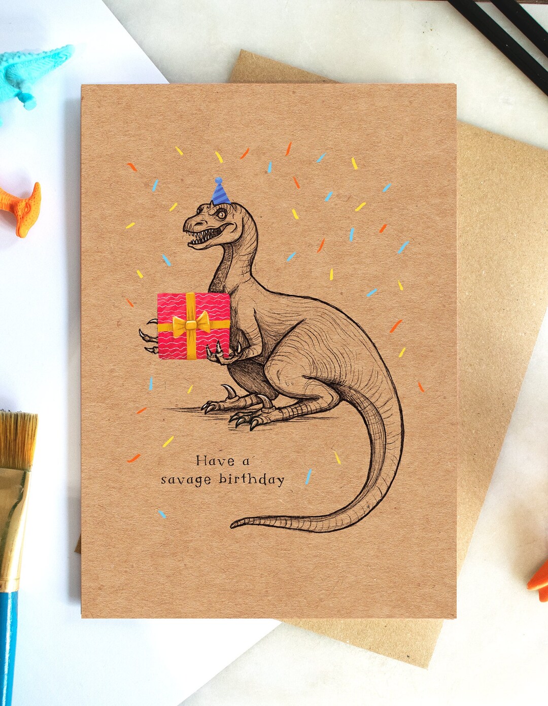 Raptor Birthday Card Dinosaur Jurassic Birthday Wishes - Etsy