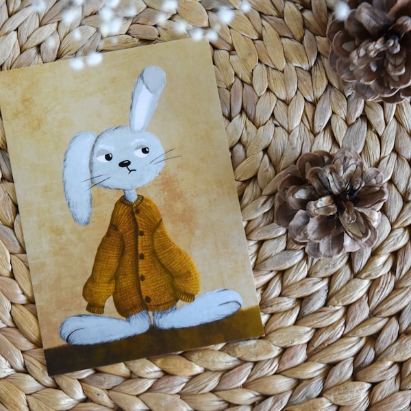 Rabbit Postcard - Etsy