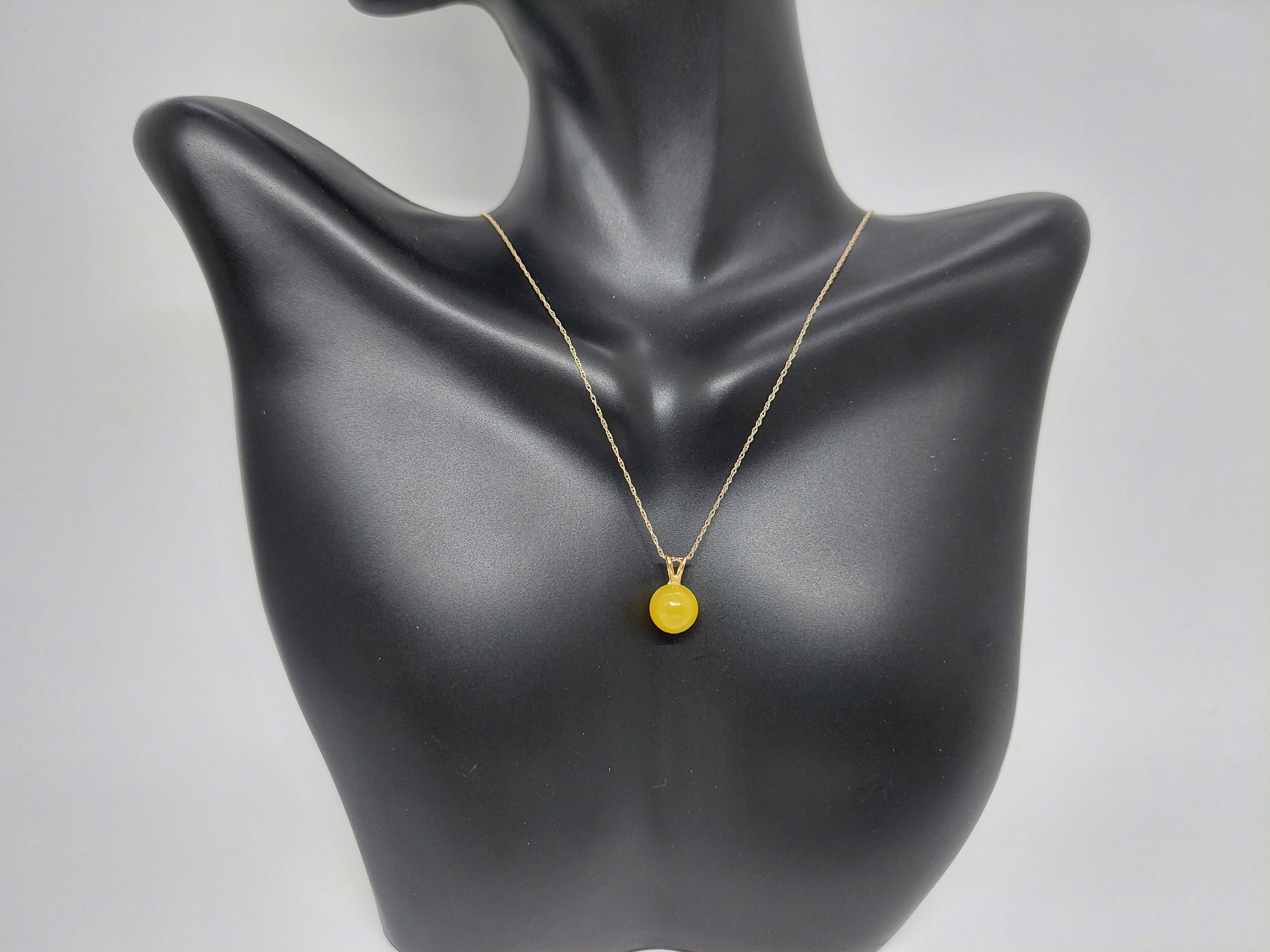 Vintage Yellow Jade Pendant: 14K Gold Rope Chain Necklace - Etsy