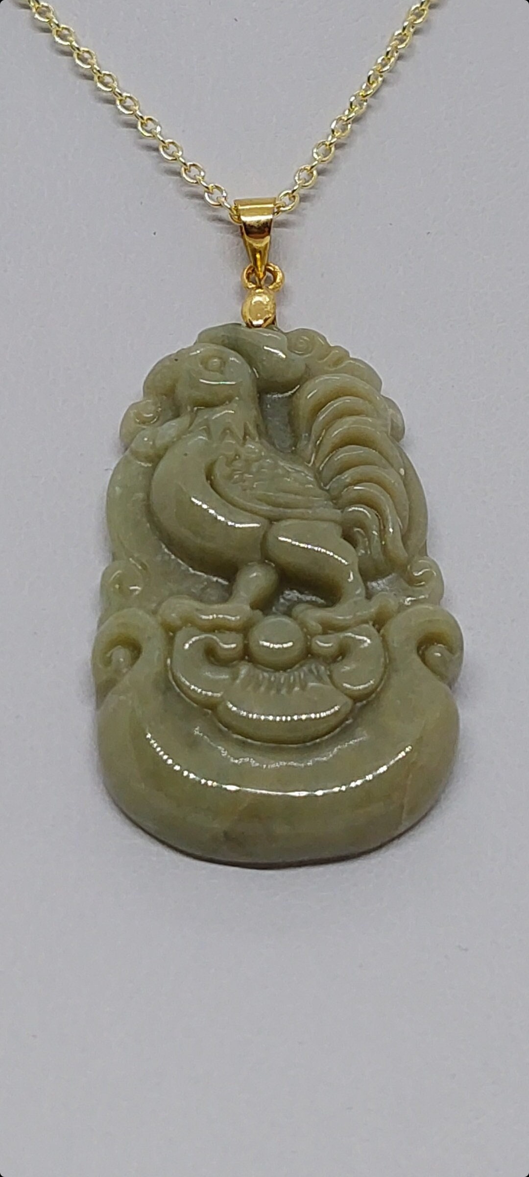 Jade Rooster Pendant: Chinese Zodiac Charm, Silver Gold Plated - Etsy