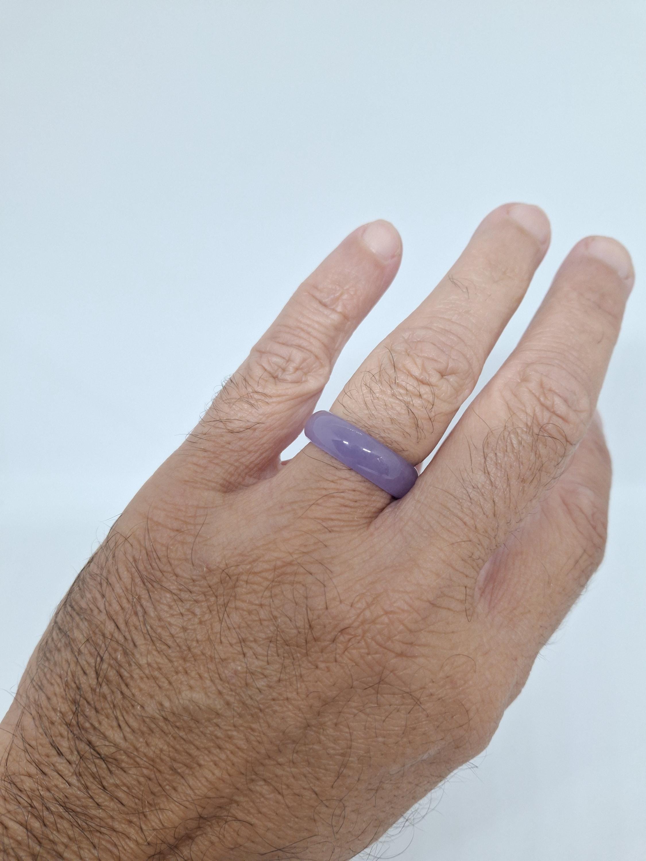 Lavender / White Jade Ring, 5mm Band – Purple / White Gemstone Jewelry ...