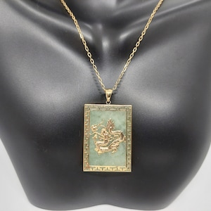 DRAGON Natural Color GREEN Jade Grade A. Large 35x25mm Square Luck ...