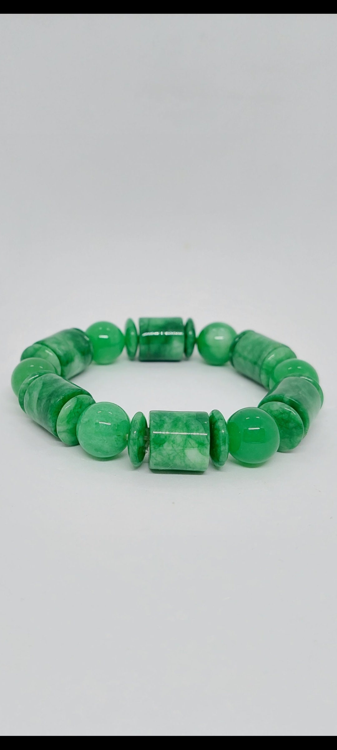 Green Jade Stretch Bracelet: Multi-shape Gemstone (12-13mm) - Etsy