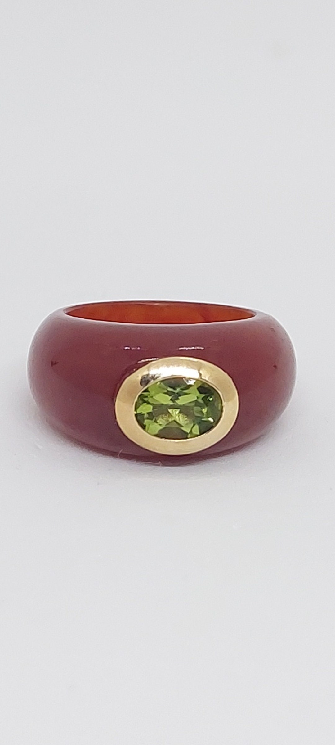 Red Jade Ring: Faceted Peridot, 14k Yellow Gold - Etsy