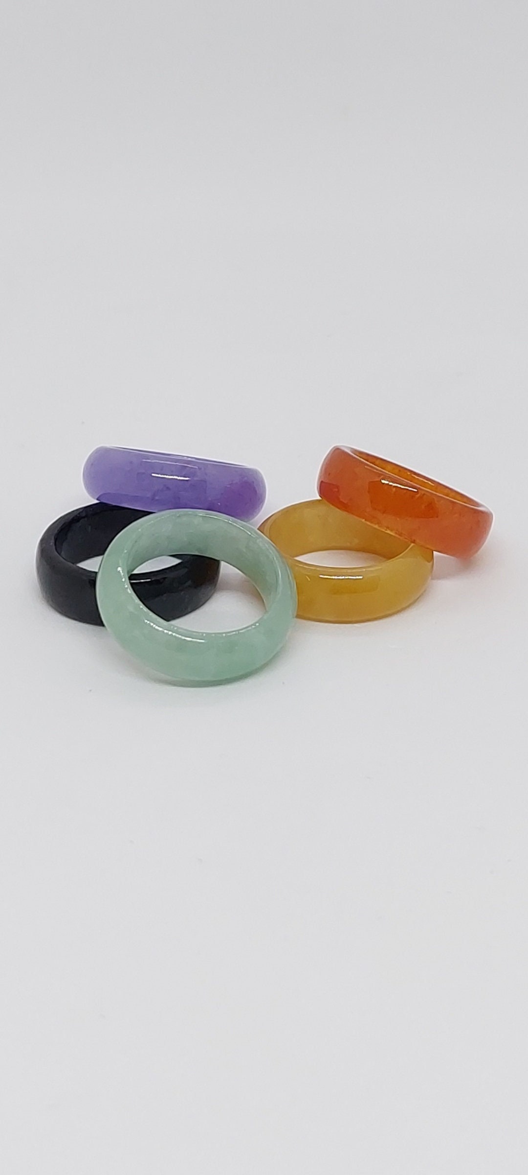 JADE RING Set. Multicolored Mix & Match Jade Color. Solid Multi Color ...