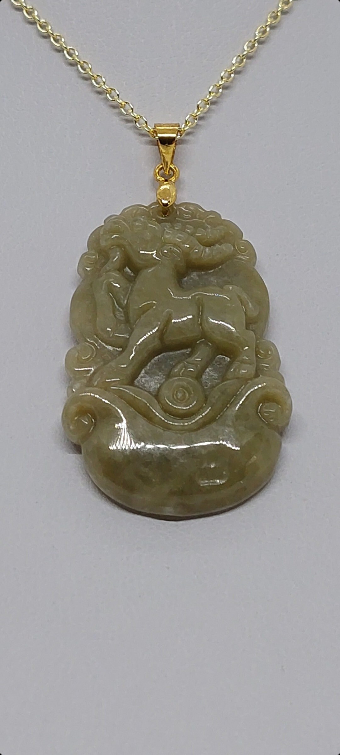 Jade GOAT Chinese Zodiac Year of Goat Charm Pendant/necklace Amulet Tag ...