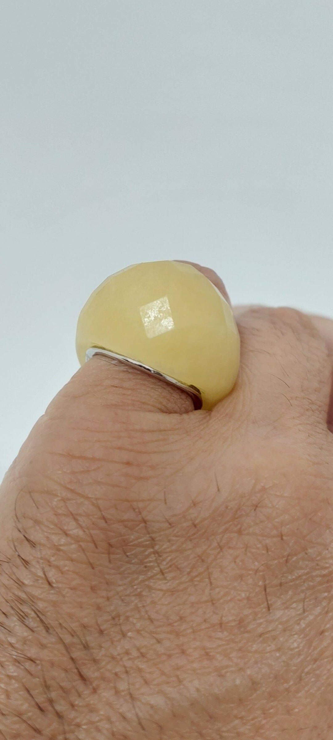 YELLOW Faceted Jade in 925 Silver Ring, Jade Ring,solid Stone Statement ...