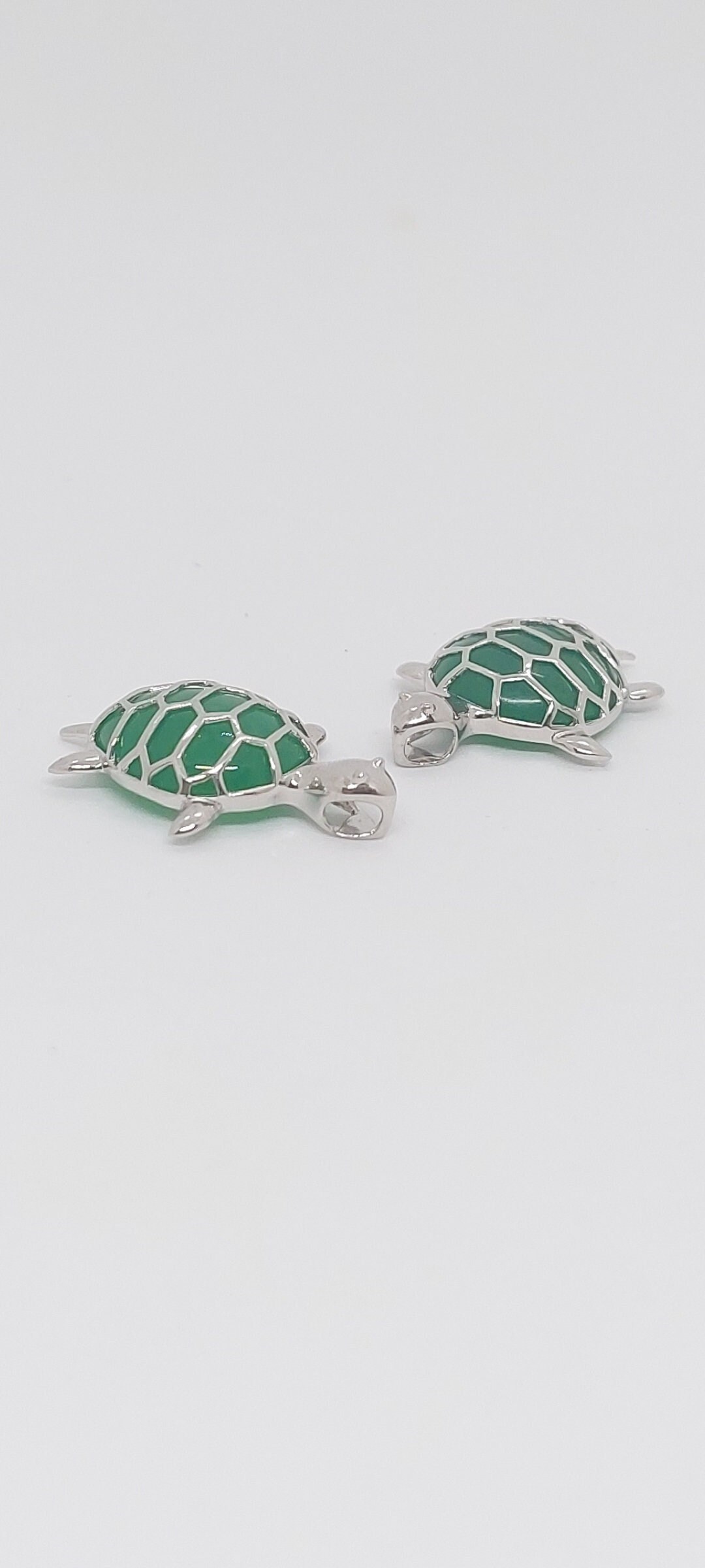 GREEN Jade TURTLE Pendant in 925 Silver. Jade Turtle Pendant. Lucky ...