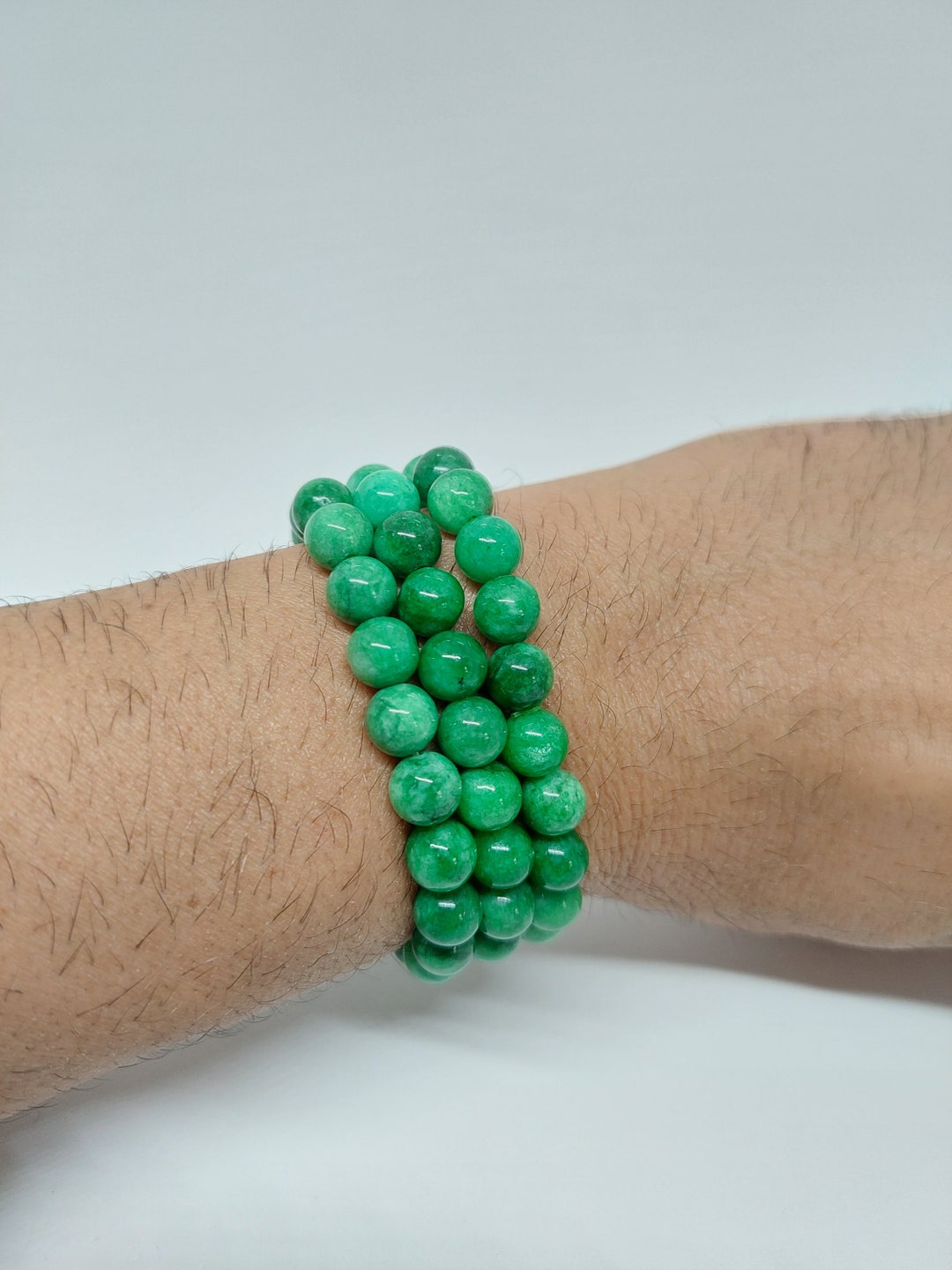 GREEN JADE Stretch Bracelet. Green Jade 6mm Round Bracelet. Green Jade ...
