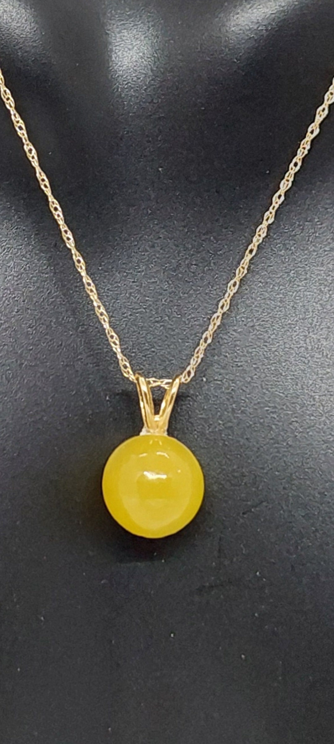 Vintage Yellow Jade Pendant: 14K Gold Rope Chain Necklace - Etsy