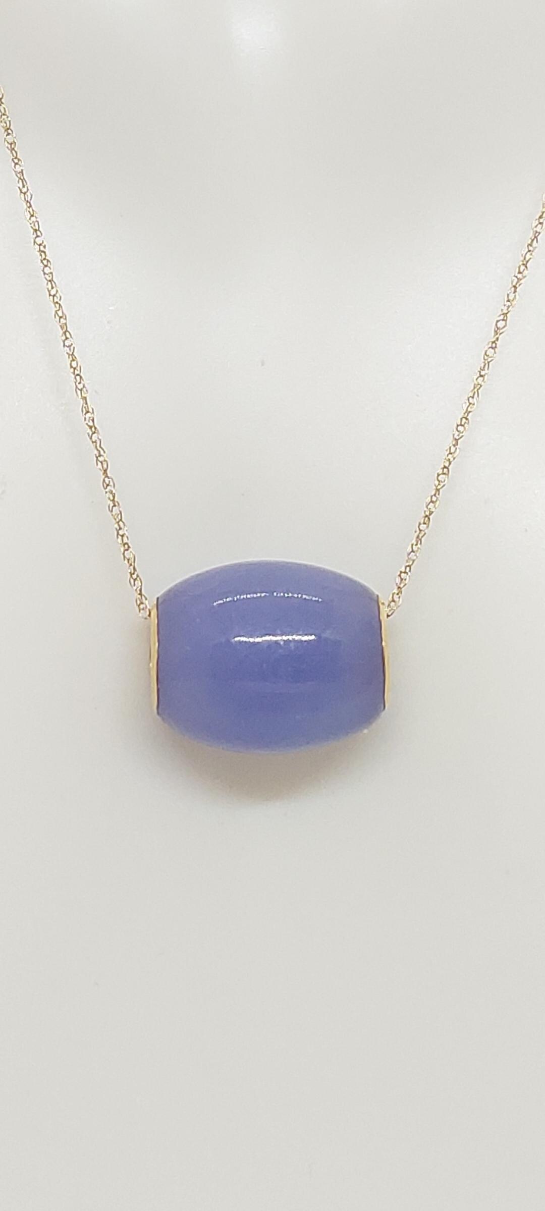Lavender Jade Barrel Pendant Necklace: 14k Yellow Gold Rope Chain - Etsy