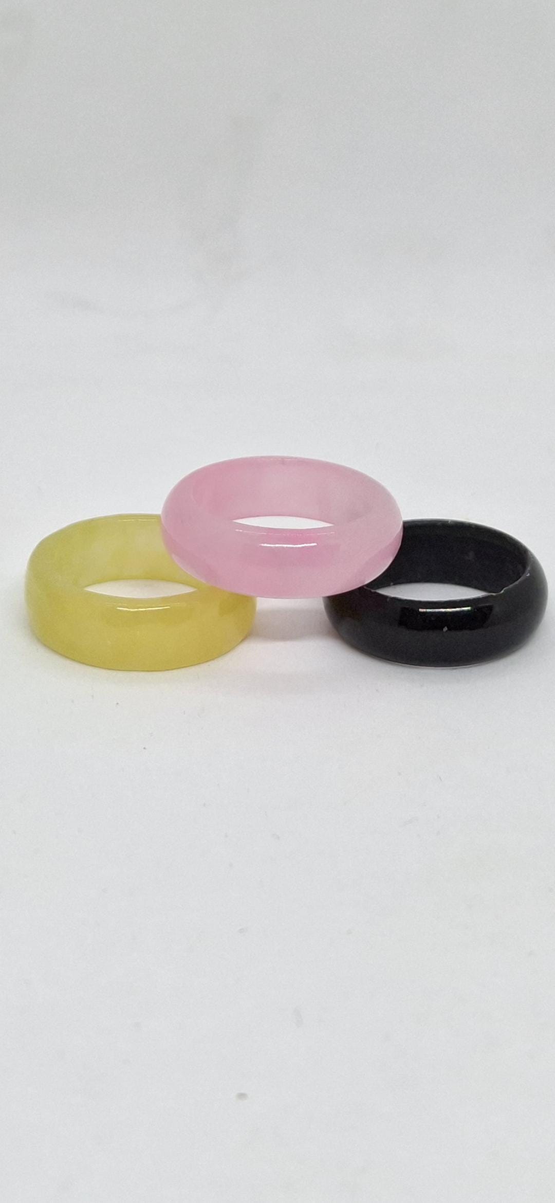 Multi Color Jade Ring: Black Onyx, Pink, Yellow (size 7 and 8 ) - Etsy