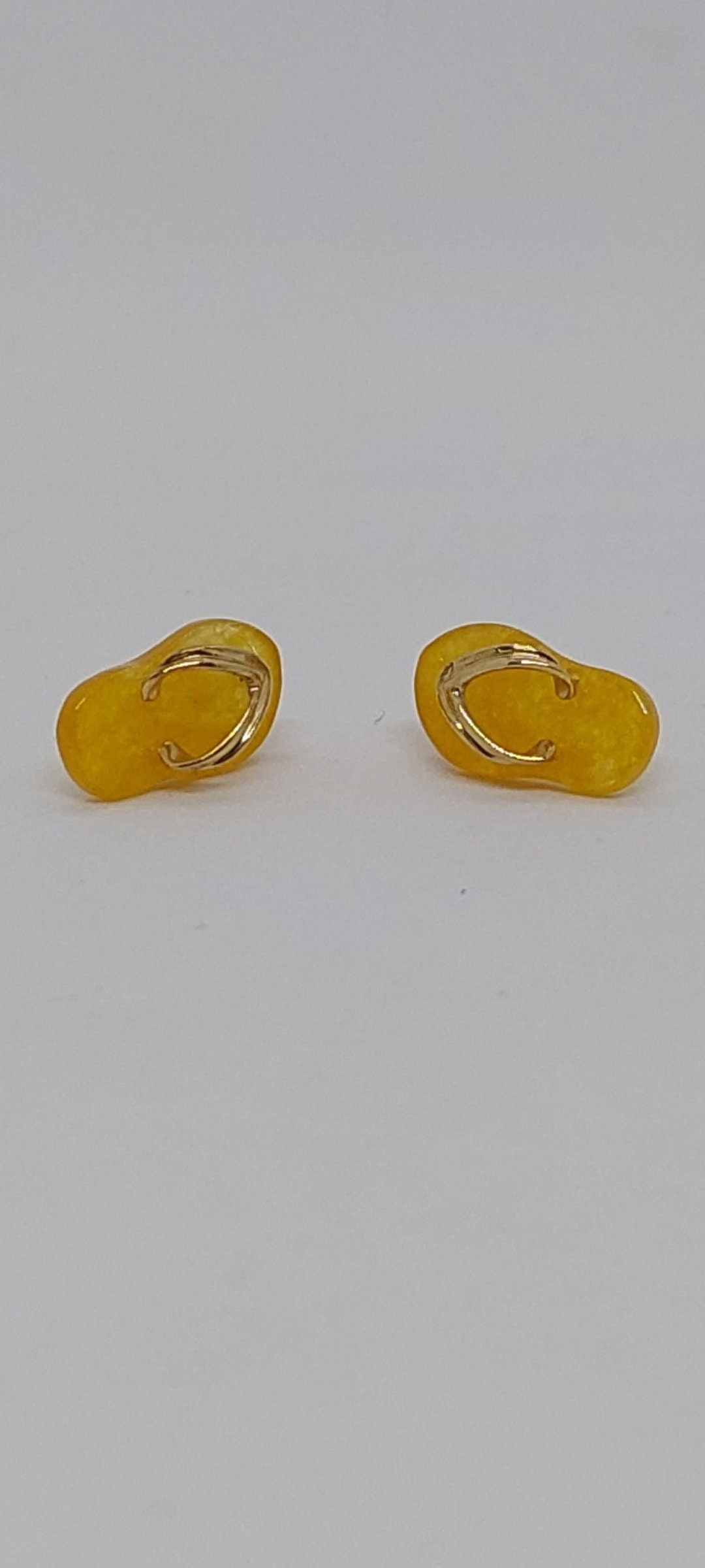 YELLOW Jade Sandal 14K Yellow Gold Stud Earrings. Jade Earrings. Sandal ...