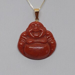 Red Jade Buddha in 14k Yellow Gold Pendant / Necklace 18 | Etsy
