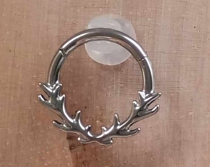Stag Deer Antlers Hinged Segment Clicker Ring / Septum, Daith ...