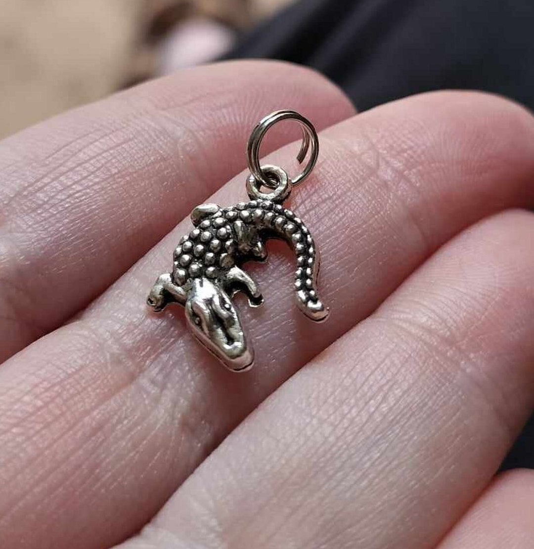 Silver Tone Crocodile-alligator Piercing Charm for Hinged Ring ...