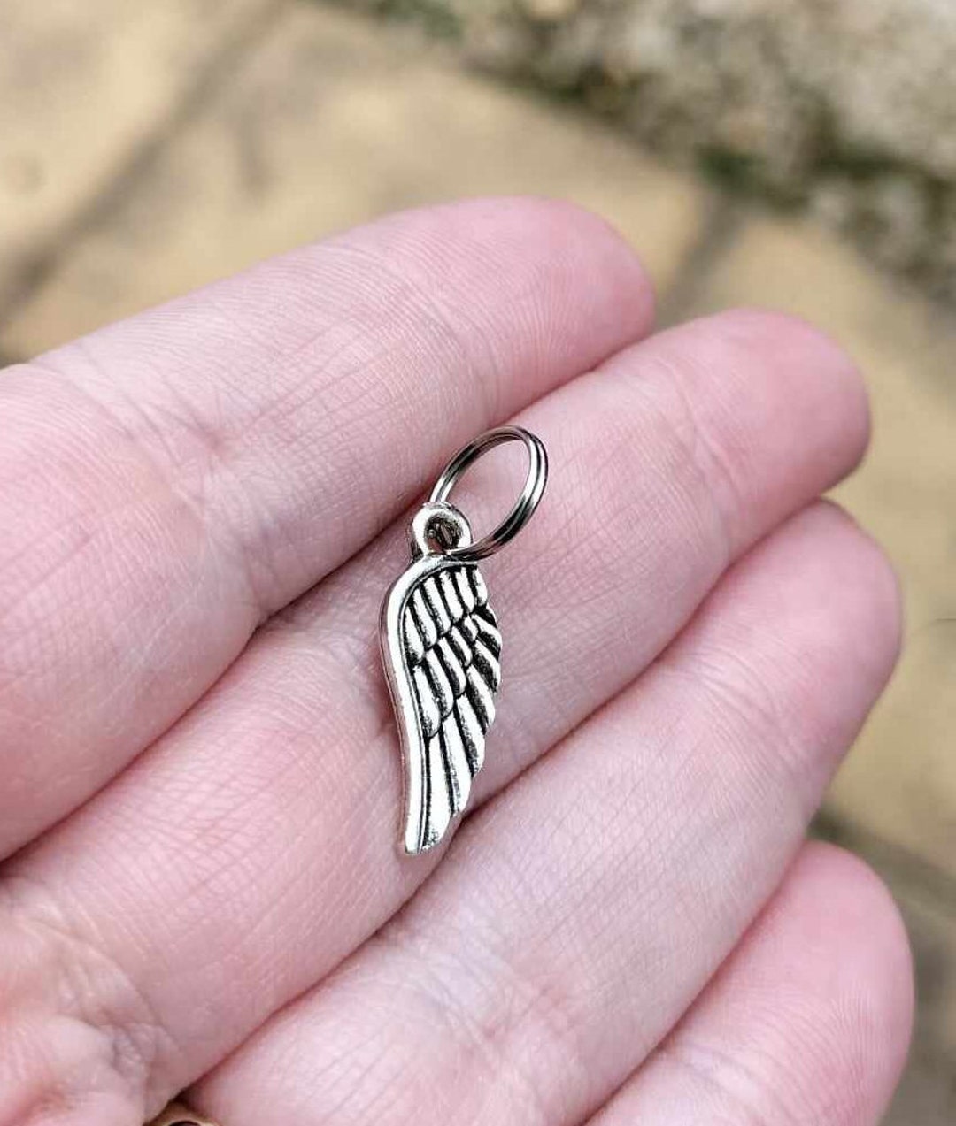 Silver Tone Angel Wing Piercing Charm for Hinged Ring, Earrings ...