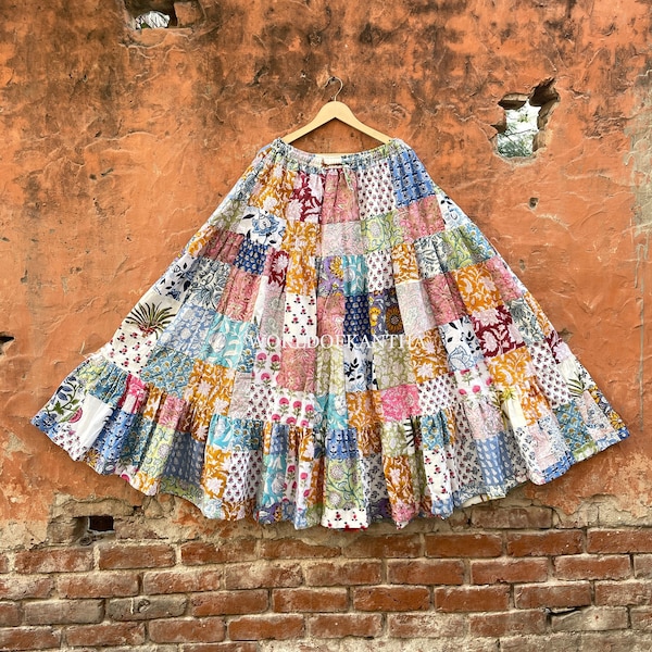 Long Patchwork Skirt - Etsy
