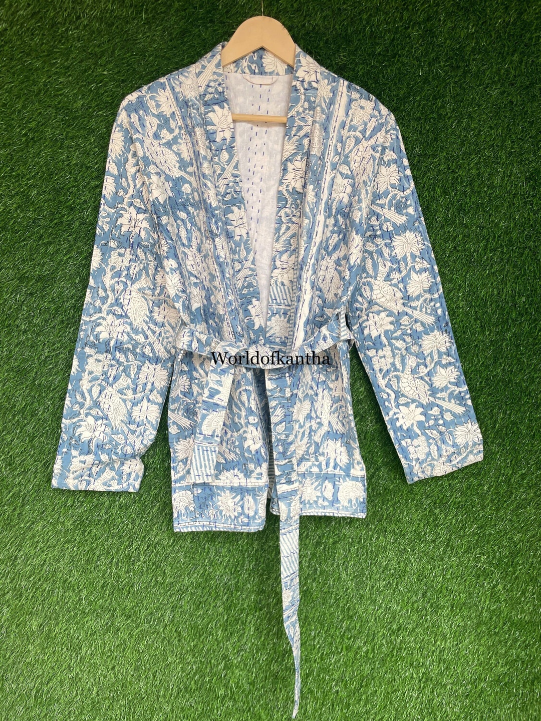 Indian Cotton Quilt Kantha Jackets Birds Block Print Jacket - Etsy