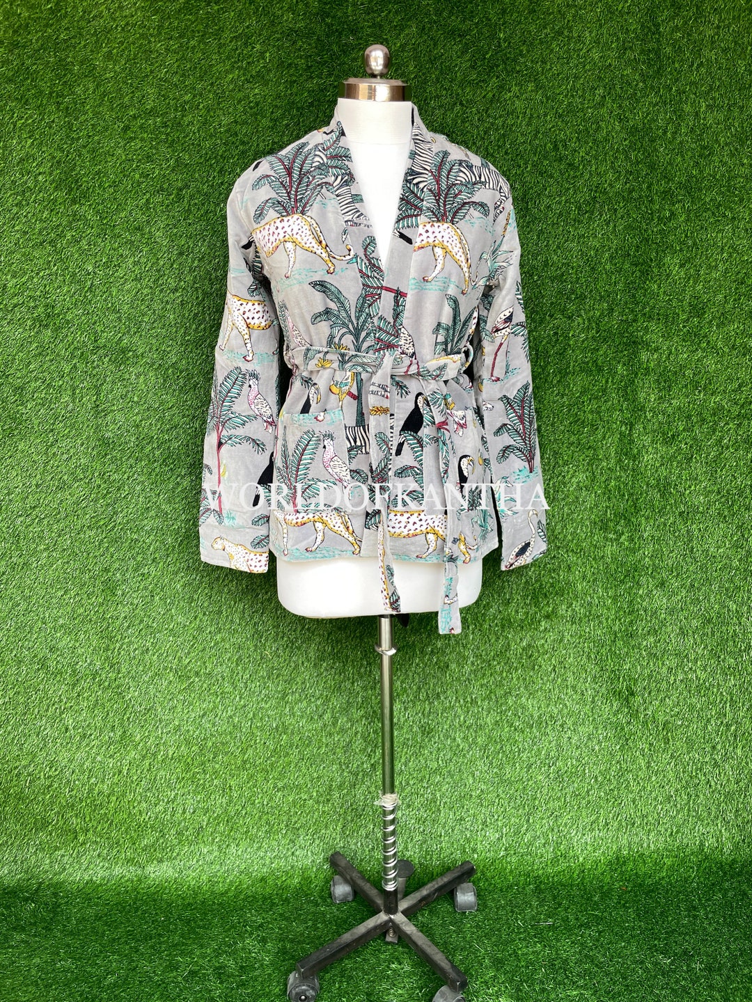 Velvet Jungle Print Jacket Unisex Overcoat Handmade Winter Jacket 12 ...