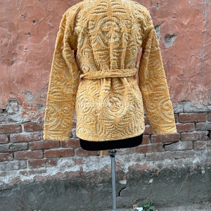 Women Wear, Printed Applique Cutwork Jacket, 2 Pockets With 1 Belts ...