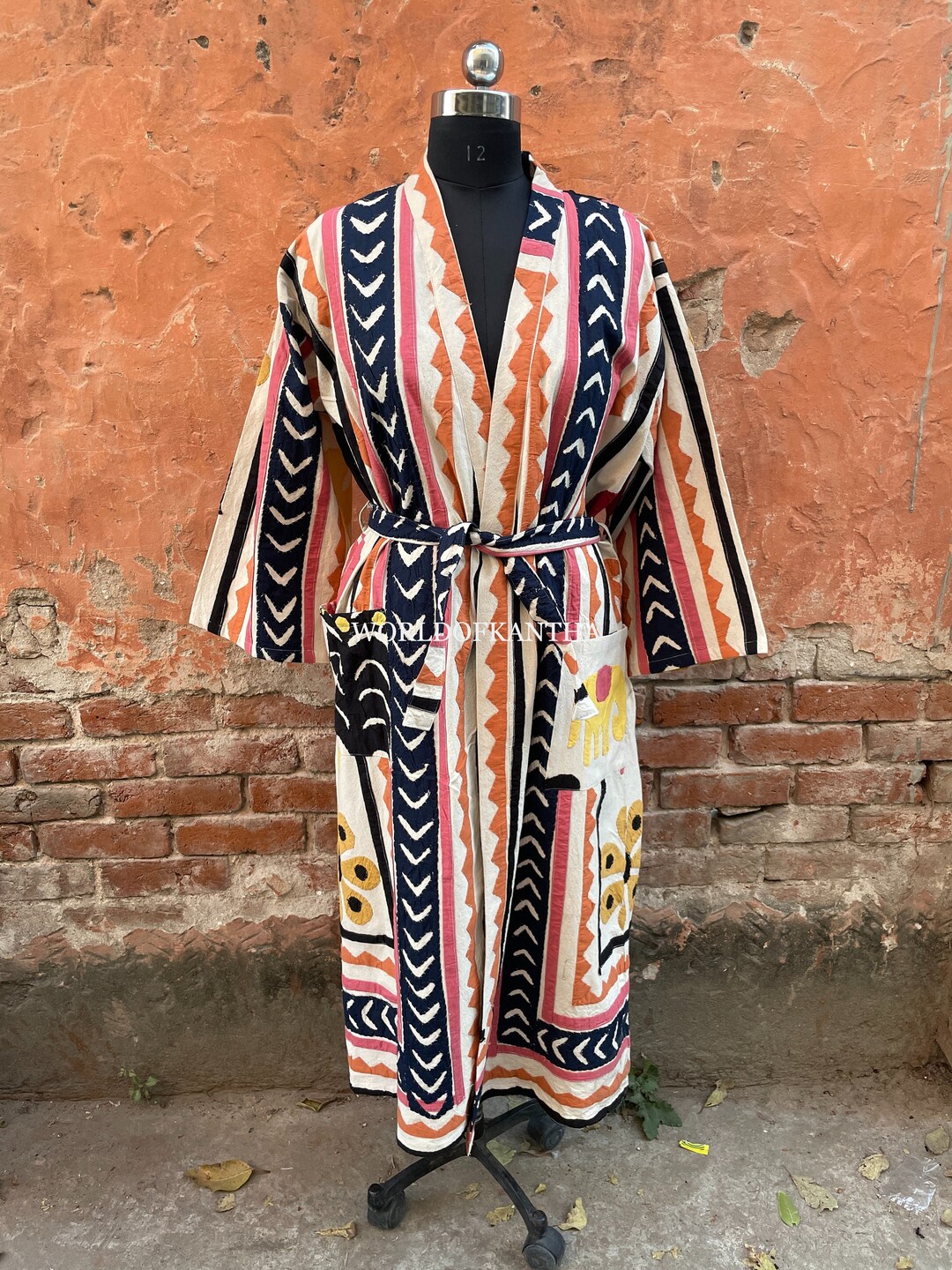 Cotton Applique Cutwork Robe Embroidery Jacket Bathing Gown Maxi Robe ...