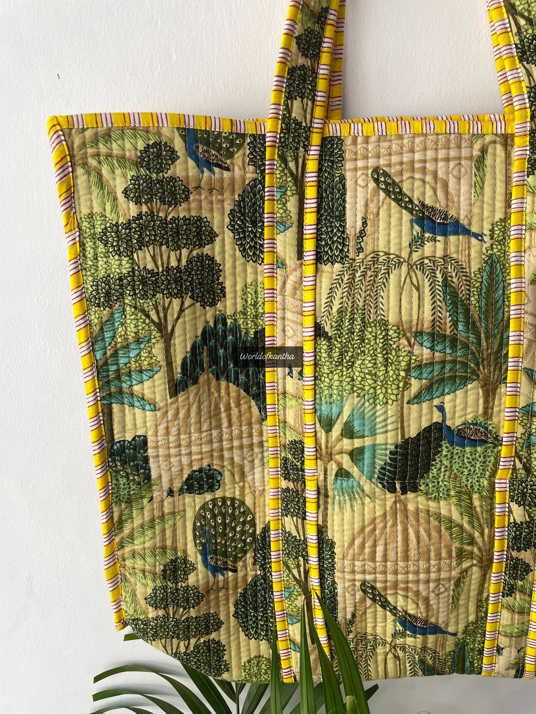 Cotton Quilting Geometric Print Bags, Handmade Tote Bag, , Jhola Bag ...