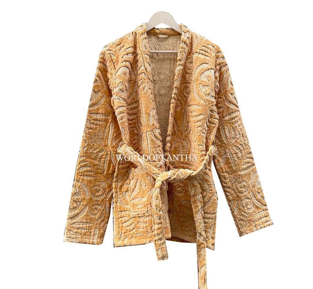 Women Wear, Printed Applique Cutwork Jacket, 2 Pockets With 1 Belts ...