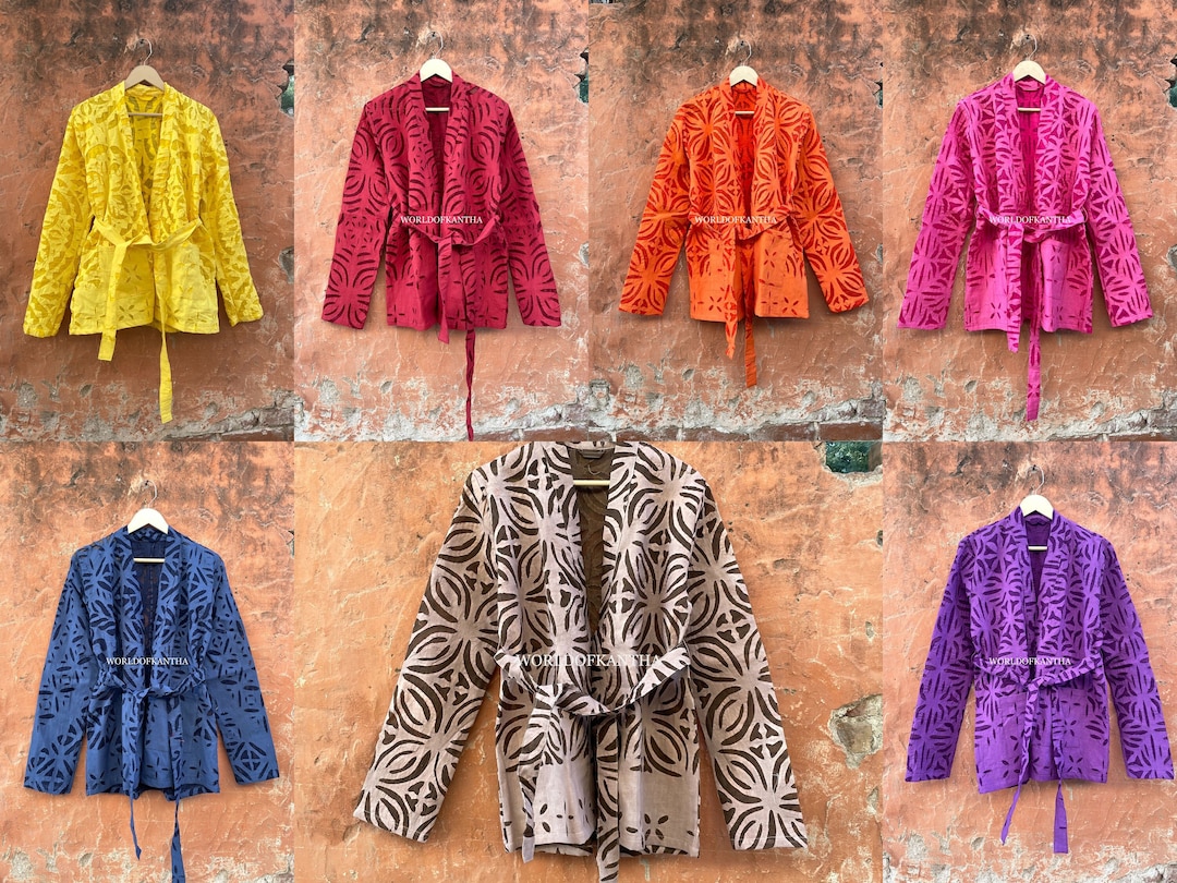 Cutwork Kantha Unique Jacket, Indian Bohemian Style Jacket 100% Cotton ...