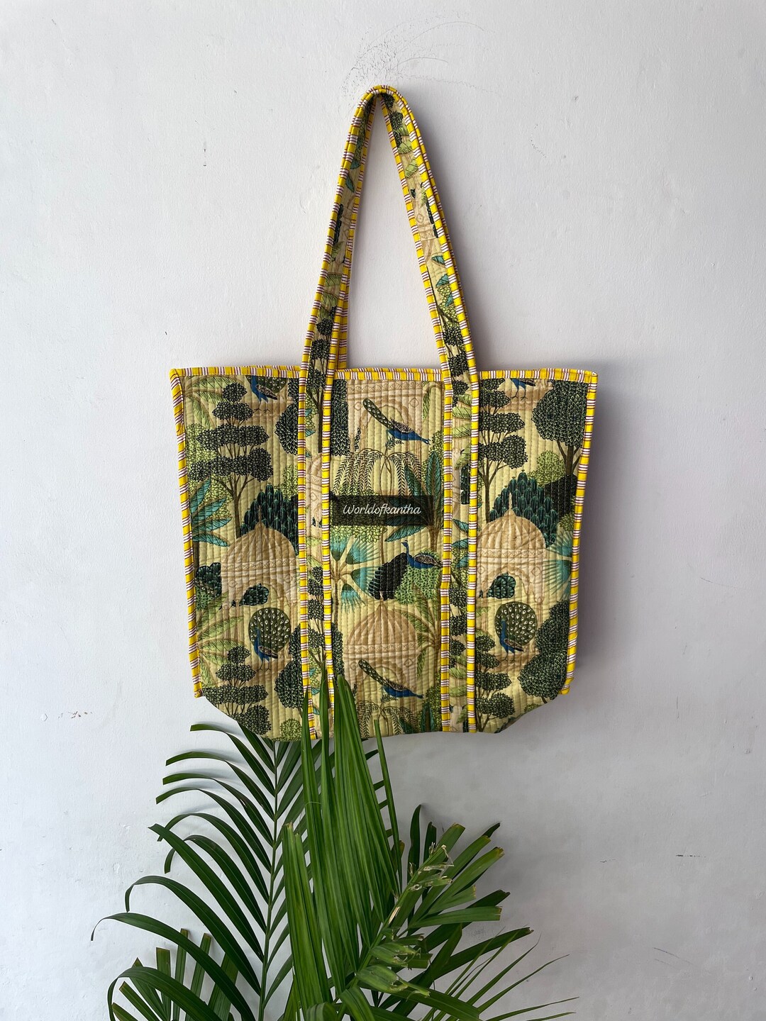 Cotton Quilting Geometric Print Bags, Handmade Tote Bag, , Jhola Bag ...