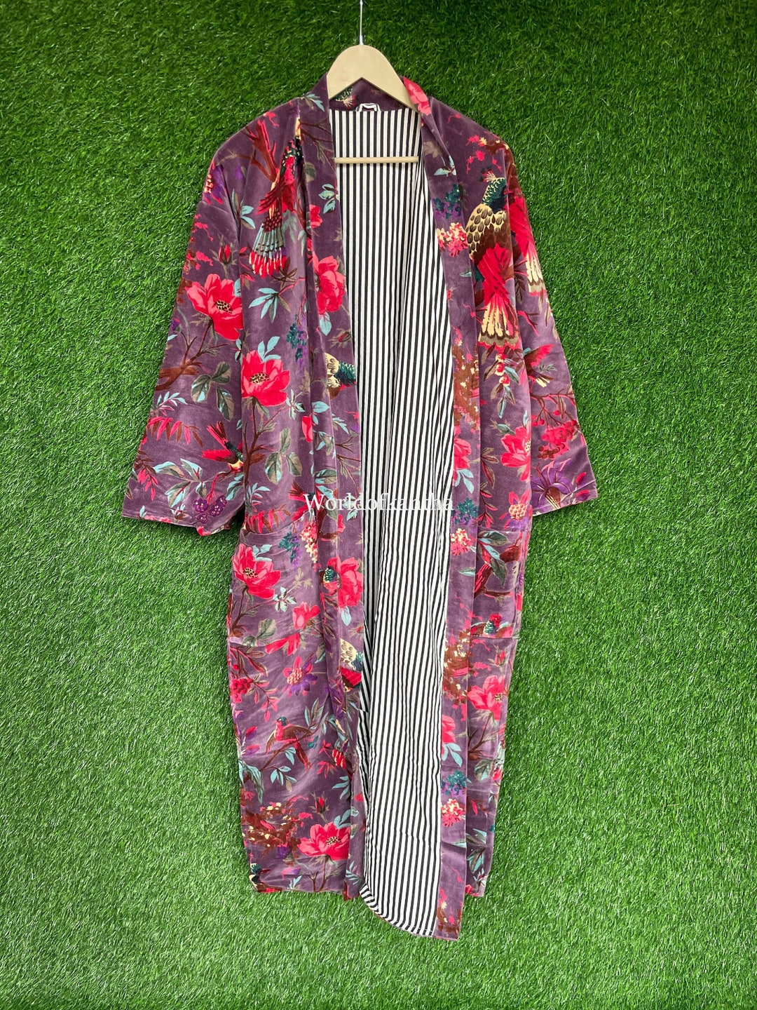 Floral Velvet Fabric Kimono Indian Cotton Kimono Handmade - Etsy