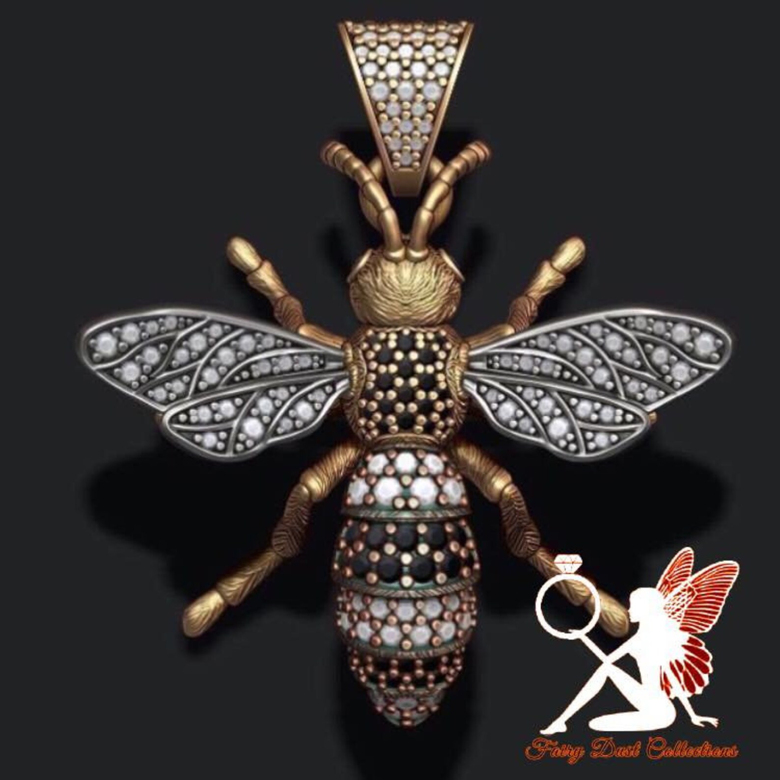 Queen Bee Gold and Diamond Pendant - Etsy