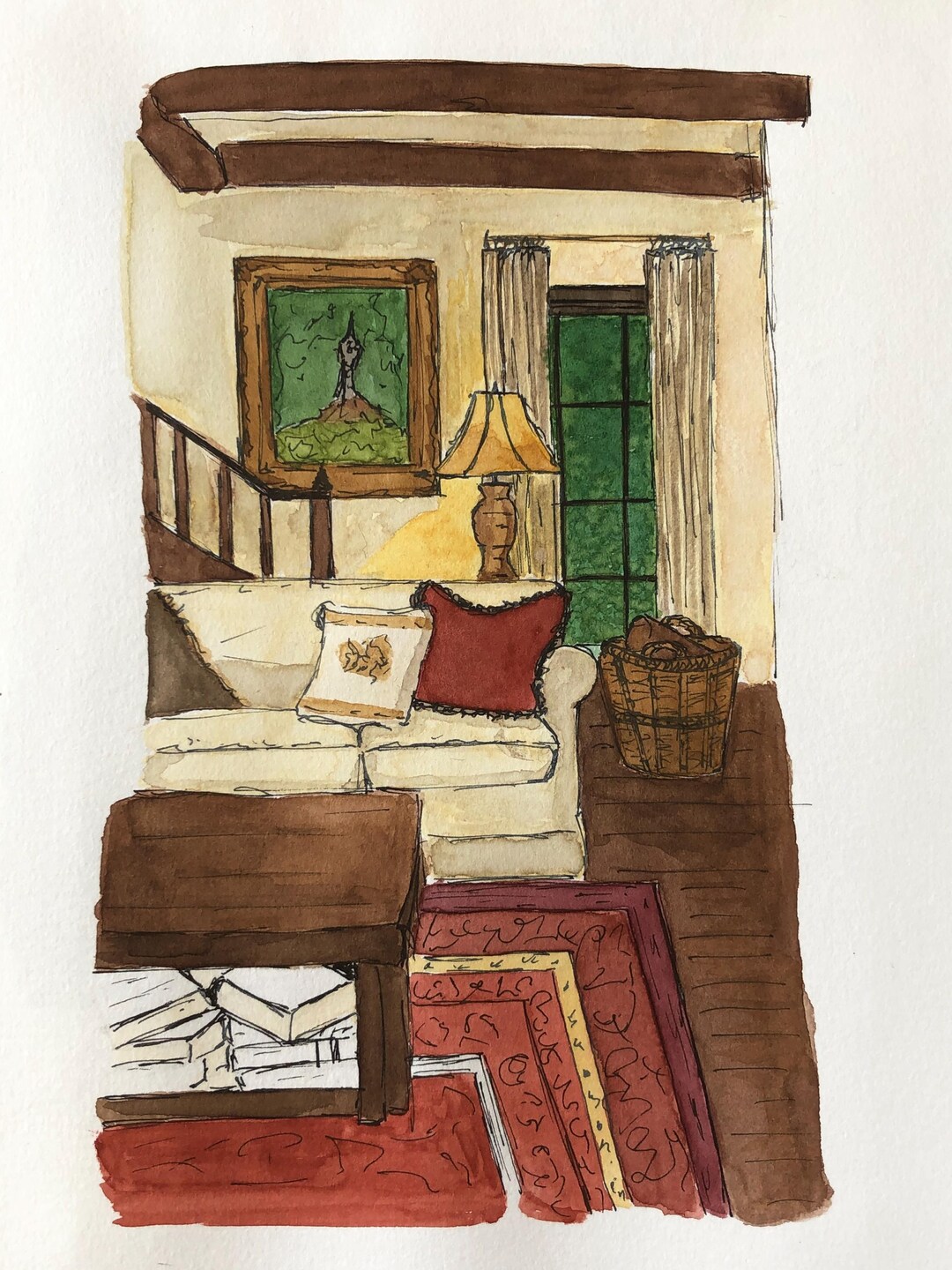 Hand-painted Custom Watercolour Home / Interior Portrait - Unique ...