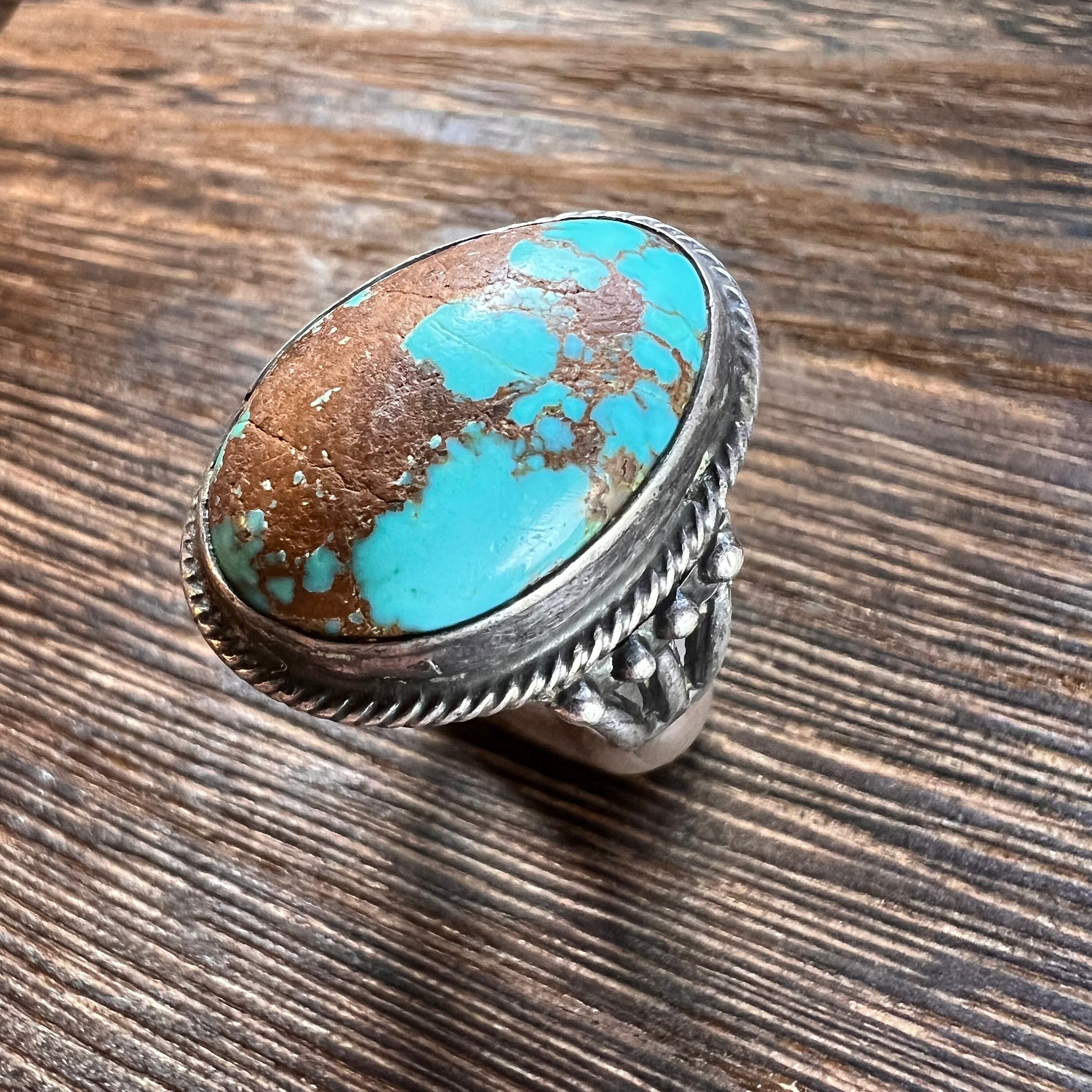 Vintage Native American Bisbee Turquoise and Silver Ring - Etsy