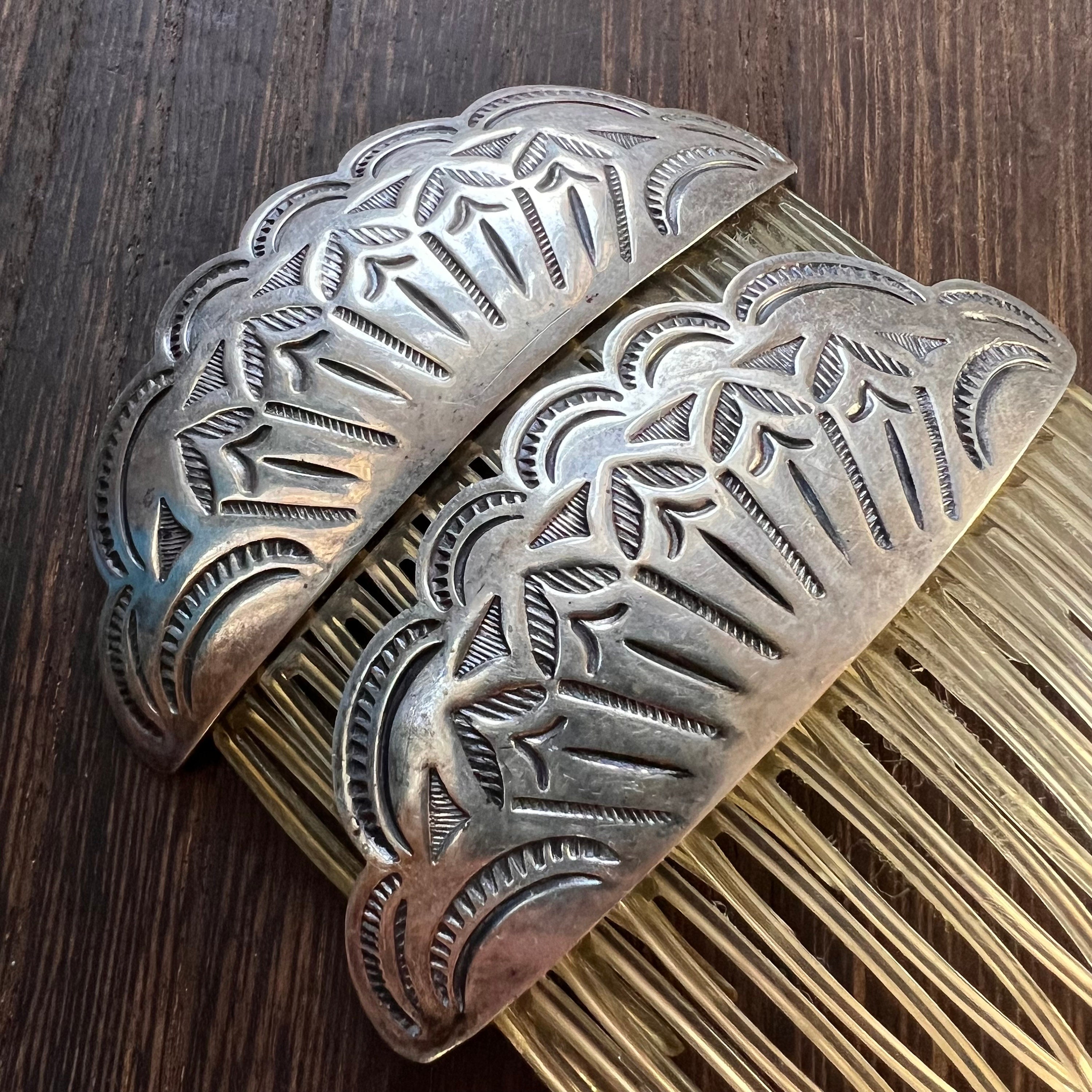 Vintage Native American Silver Hair Combs - Etsy