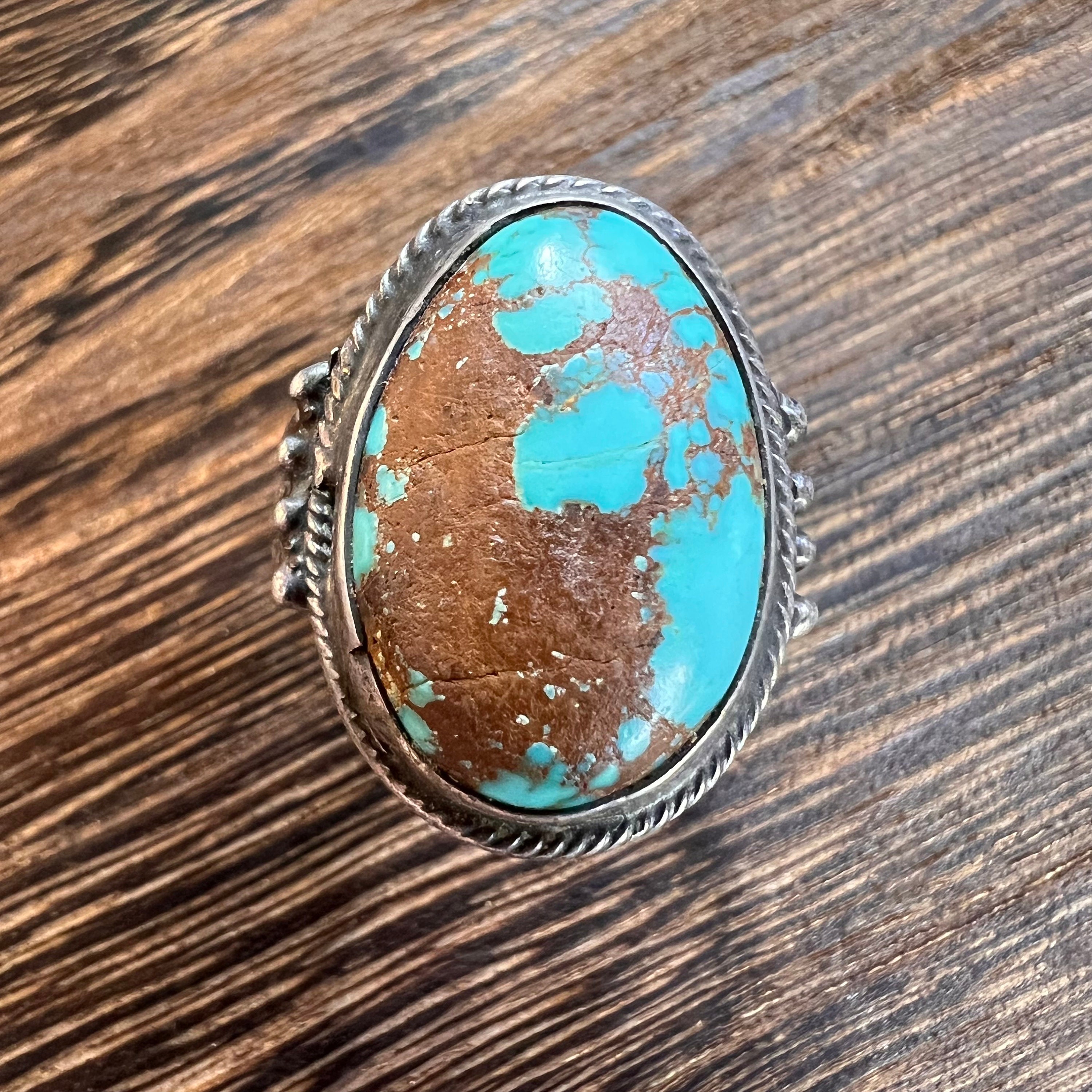 Vintage Native American Bisbee Turquoise and Silver Ring - Etsy