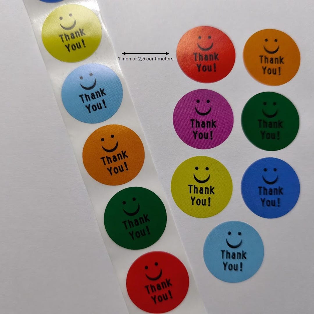 Thank You Smiley Emoji Stickers 7 Designs | Sealstickers, 1 Inch - Etsy