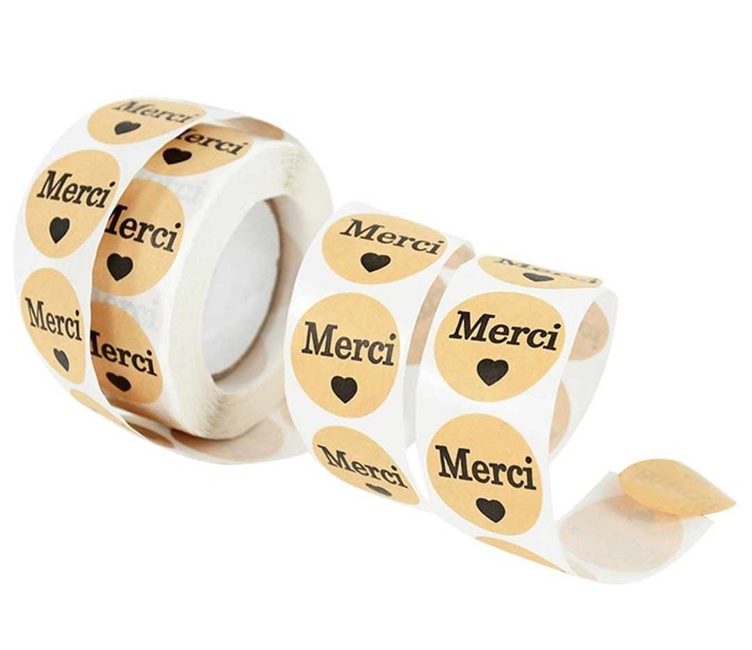 Merci Stickers Sealstickers, 1 Inch, Craft Paper, Black Letters - Etsy