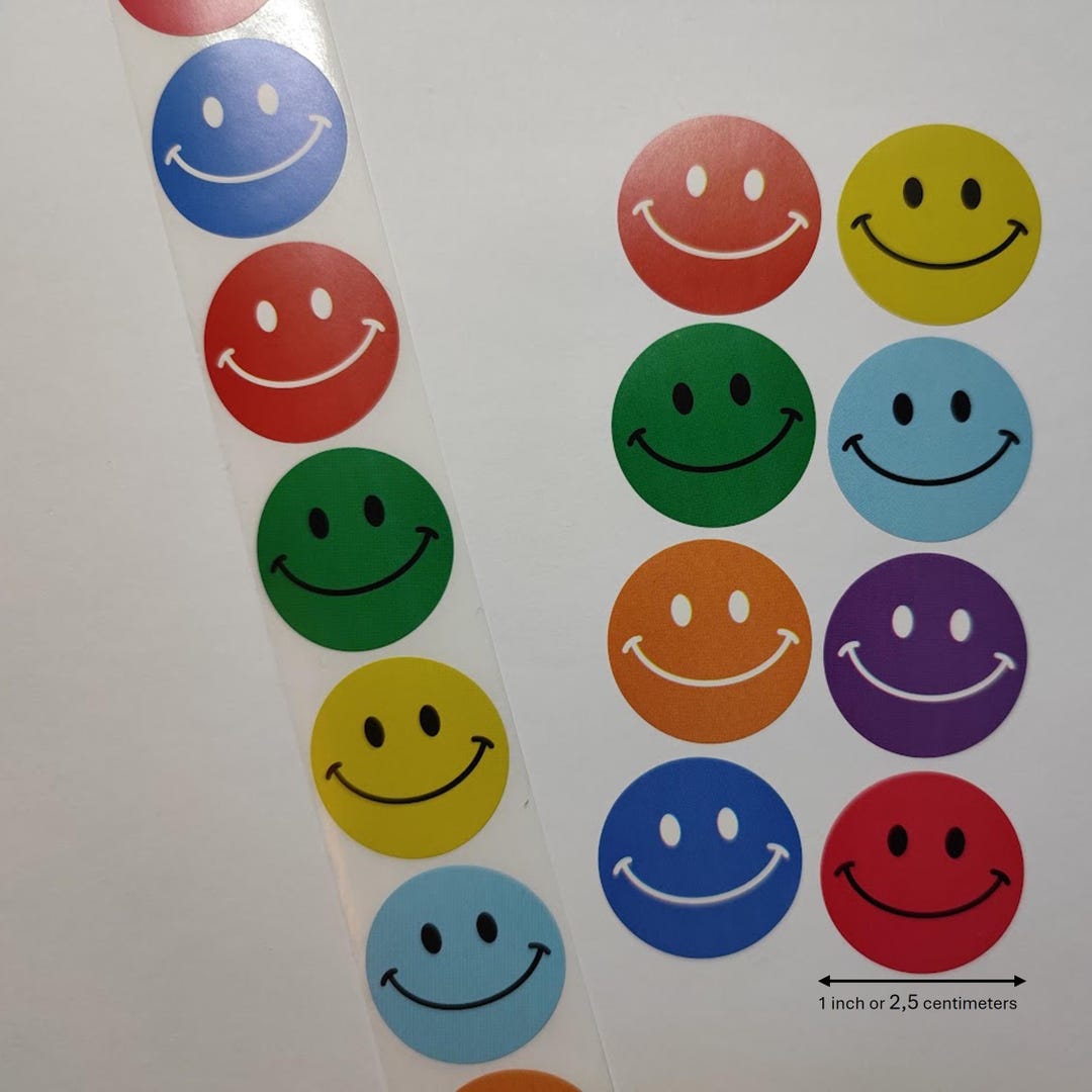 Smiley Emoji Stickers – Set of 8 Designs – 1 Inch Seal Stickers ...