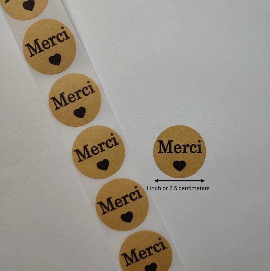 Merci Stickers | Sealstickers, 1 Inch, Craft Paper, Black Letters - Etsy