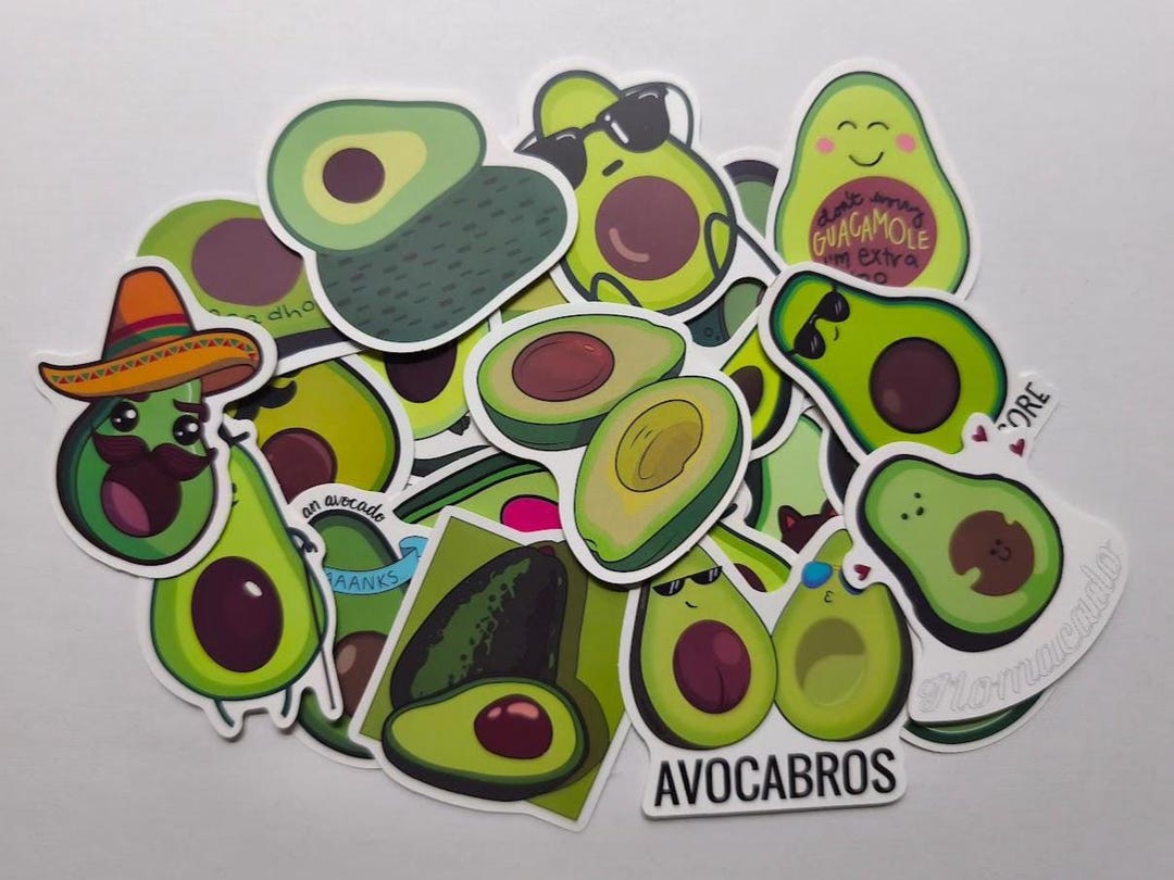 Avocado Stickers | Cute Cartoon Fruit Stickers | Waterproof Decoration ...