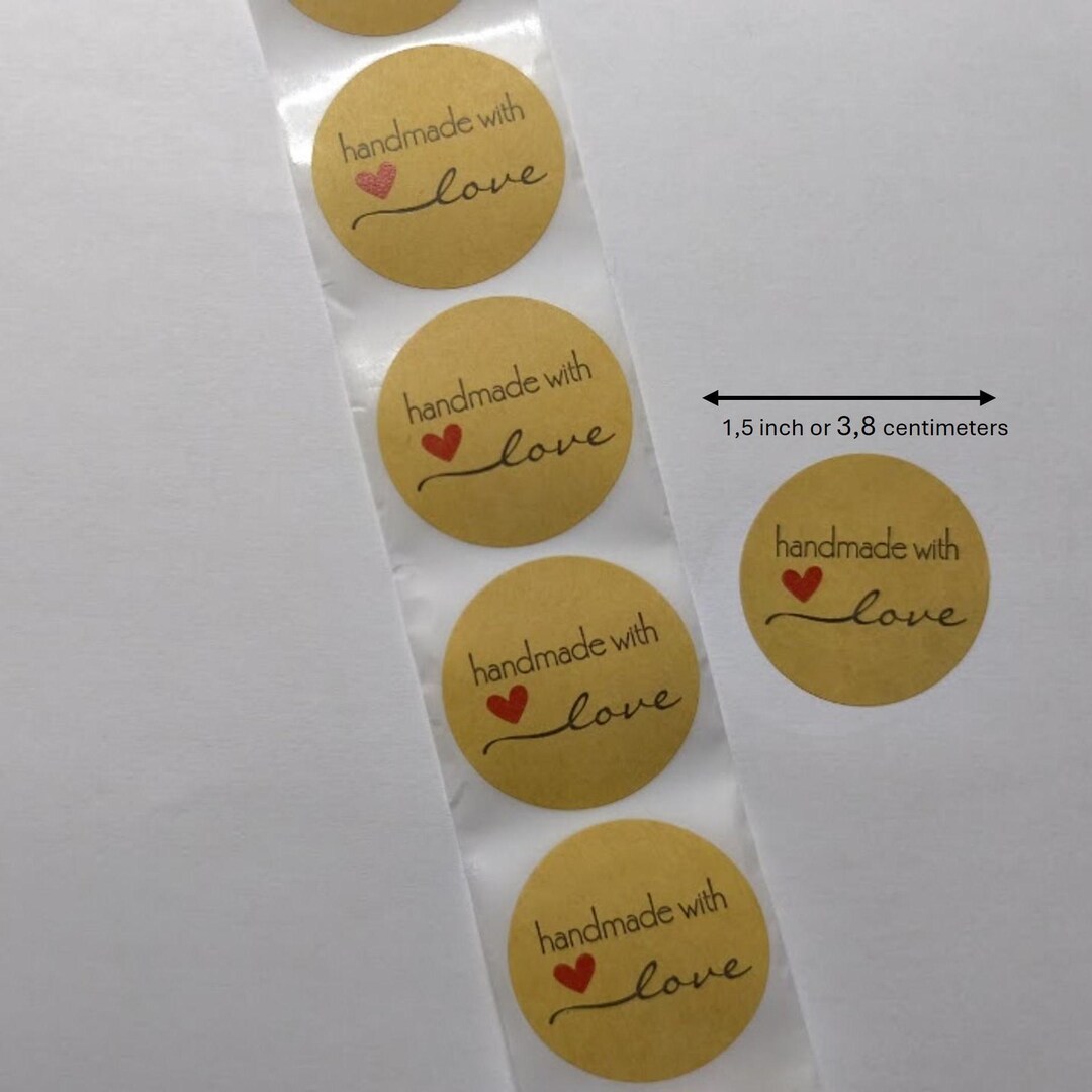 Handmade With Love Stickers – Kraft Paper With Black Lettering – 1.5 ...