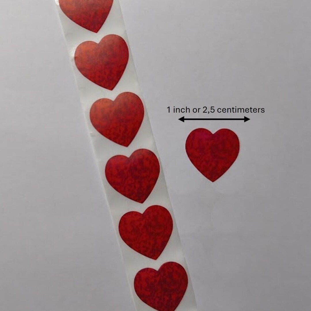 Red Sparkling Heart Stickers – 1 Inch – Cute Stickers for Gifts, Mail ...
